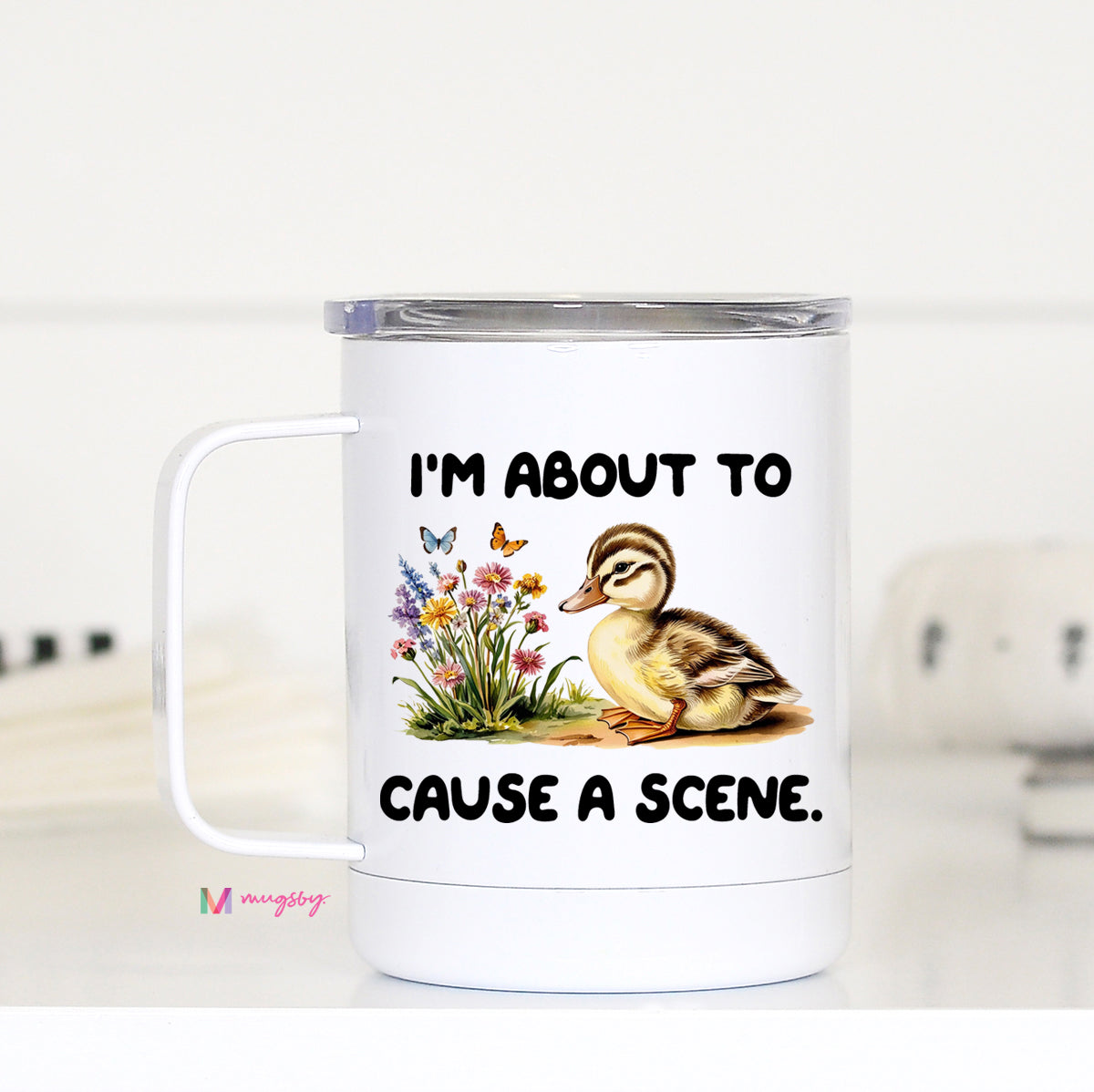 Cause A Scene Travel Cup – Funny Coffee Mug – Mugsby